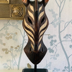 Carved Zebra Mask Natural on Plinth Wooden Hand Carved Art Fair Trade ...
