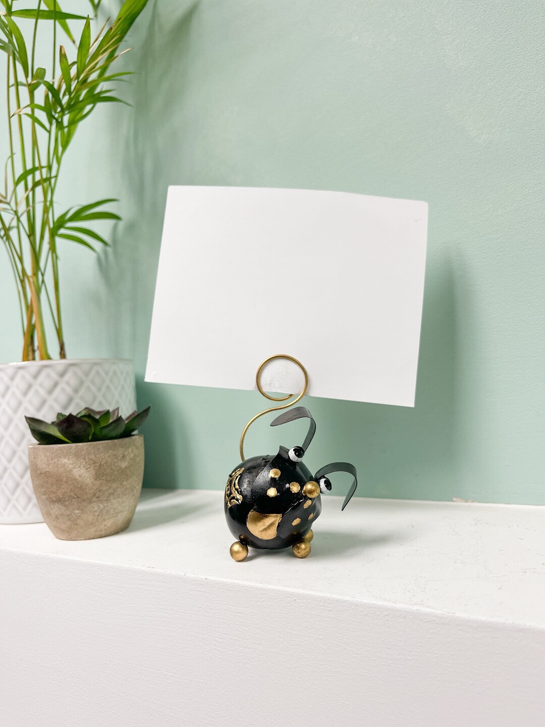 Dog Photo Holder - Black Gold Metal - Handmade Photo Clip Stand - Etsy