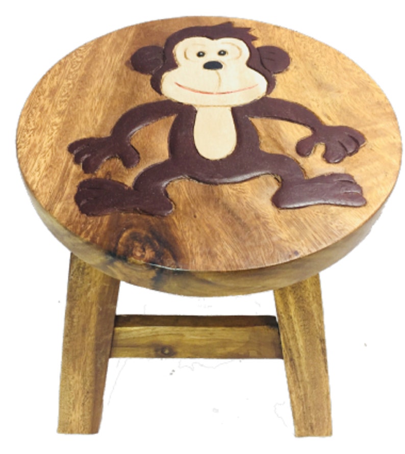 Childrens Wooden Stool Novelty Monkey Design Kids Stool Step | Etsy