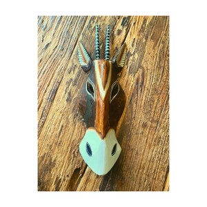 Gazelle Mask Wooden Hand Carved Wall Hanging Art Fair Trade Hand ...