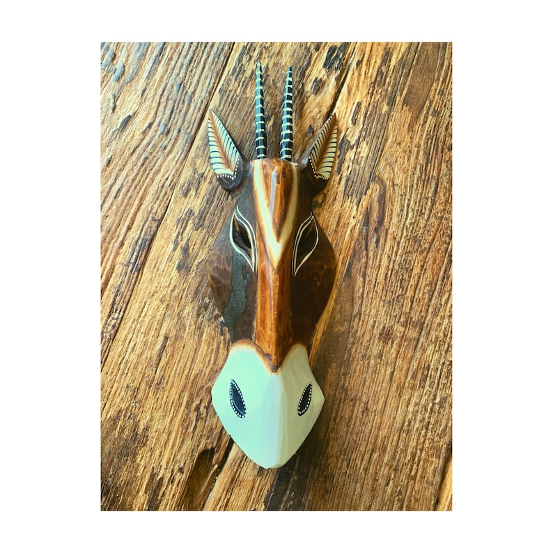 Gazelle Mask Wooden Hand Carved Wall Hanging Art Fair Trade - Etsy