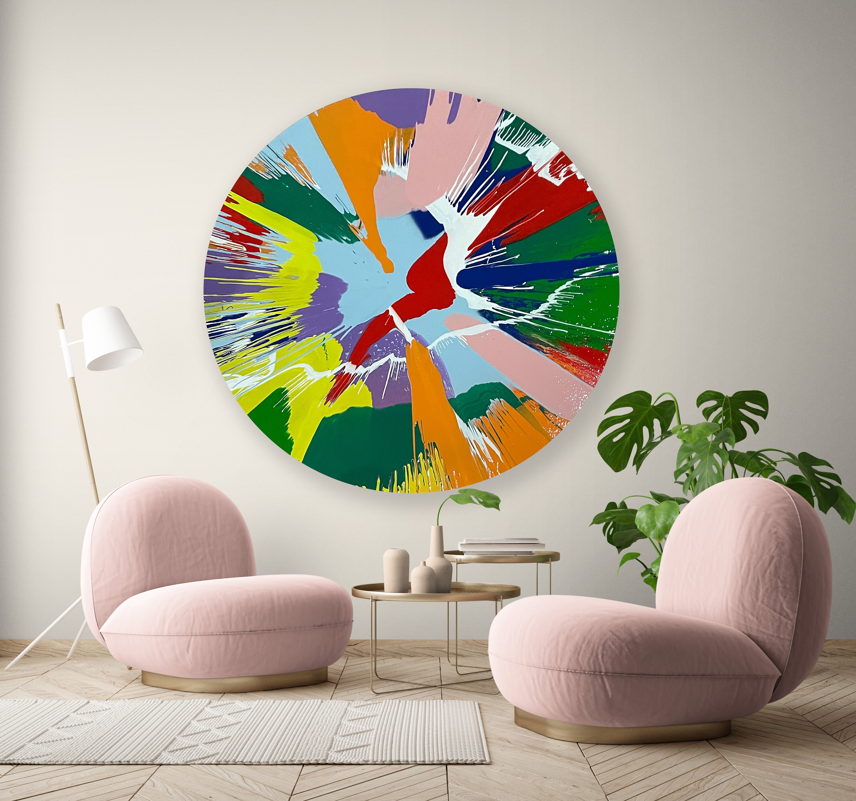 DAMIEN HIRST Extra Large Circle Spin Painting on Canvas - Etsy