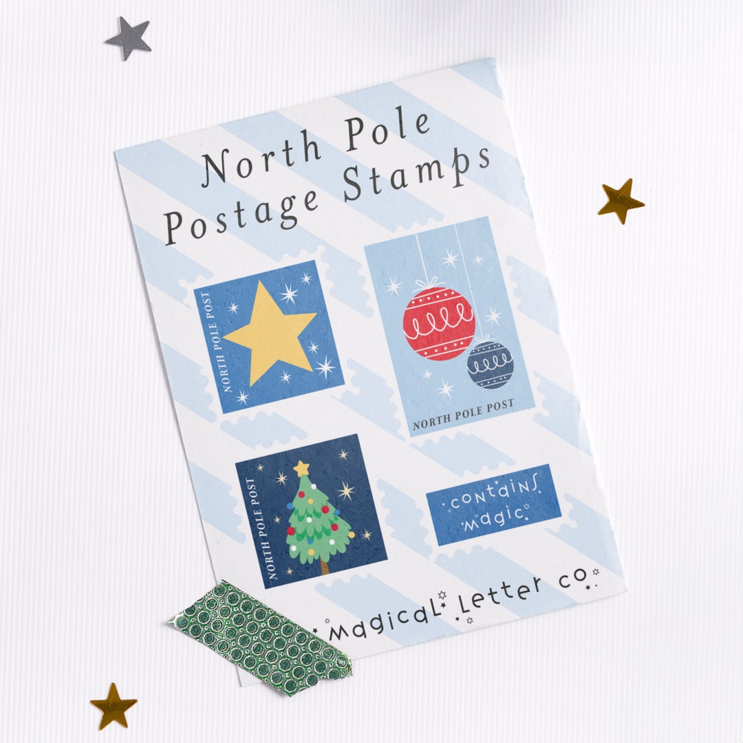 North Pole Postage Stamps Christmas Stamps santa Stamps Christmas ...