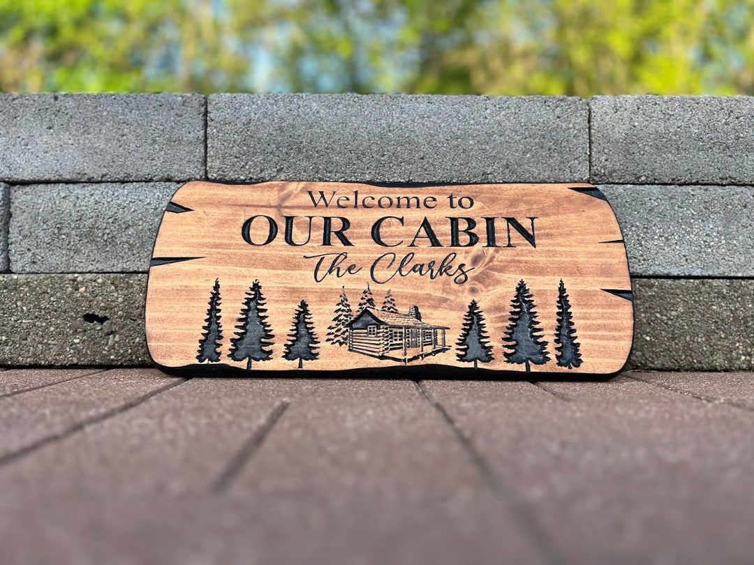 Outdoor Sign, Wooden Carved Cabin Sign, Family Sign, Custom Wood Sign ...