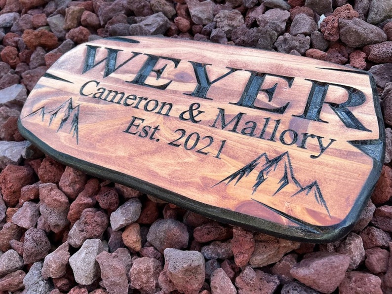 Outdoor Signs, Wooden Carved Cabin Sign, Pine Trees, Custom Wood Sign ...