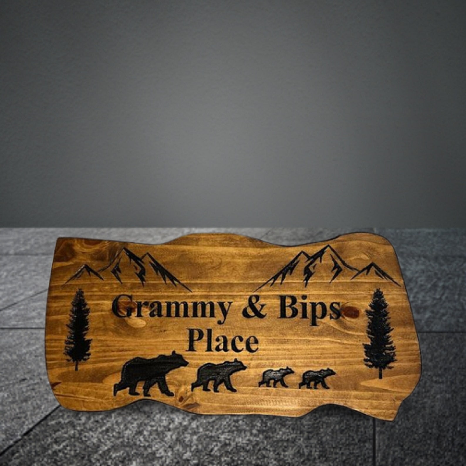 Outdoor Carved Sign Custom Wooden Carved Cabin Sign Pine Trees Camp ...