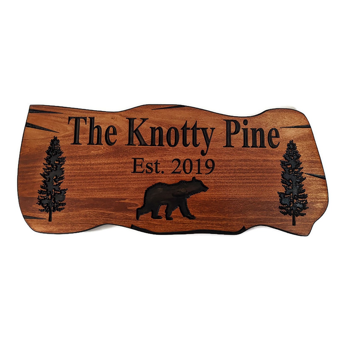 Custom Wooden Cabin Family Name Sign | Family Name Sign | Year ...