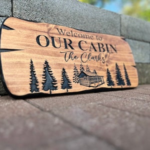 Outdoor Sign, Wooden Carved Cabin Sign, Family Sign, Custom Wood Sign ...