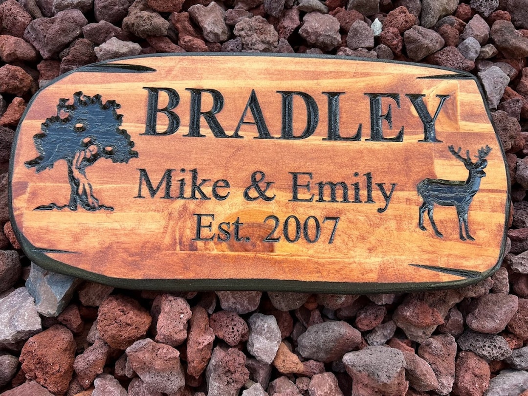 Outdoor Signs, Wooden Carved Cabin Sign, Pine Trees, Custom Wood Sign ...