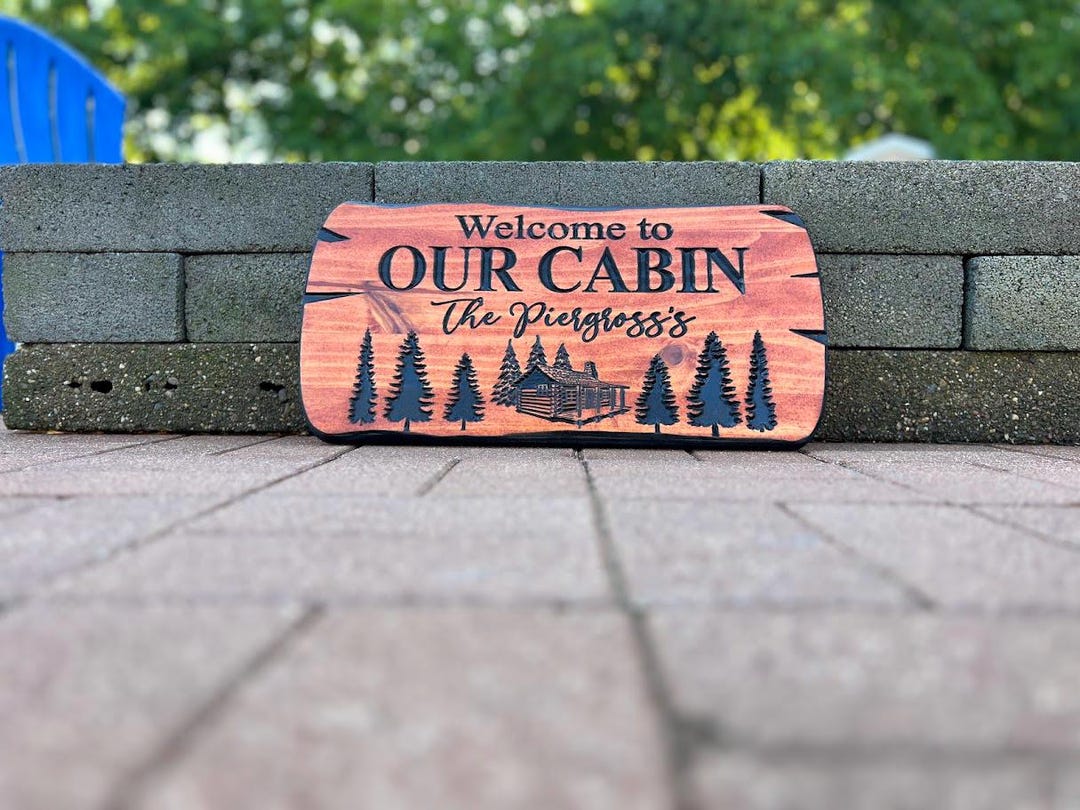 Custom Outdoor Wooden Sign, Personalized Cabin Decor Carved Wood Sign ...