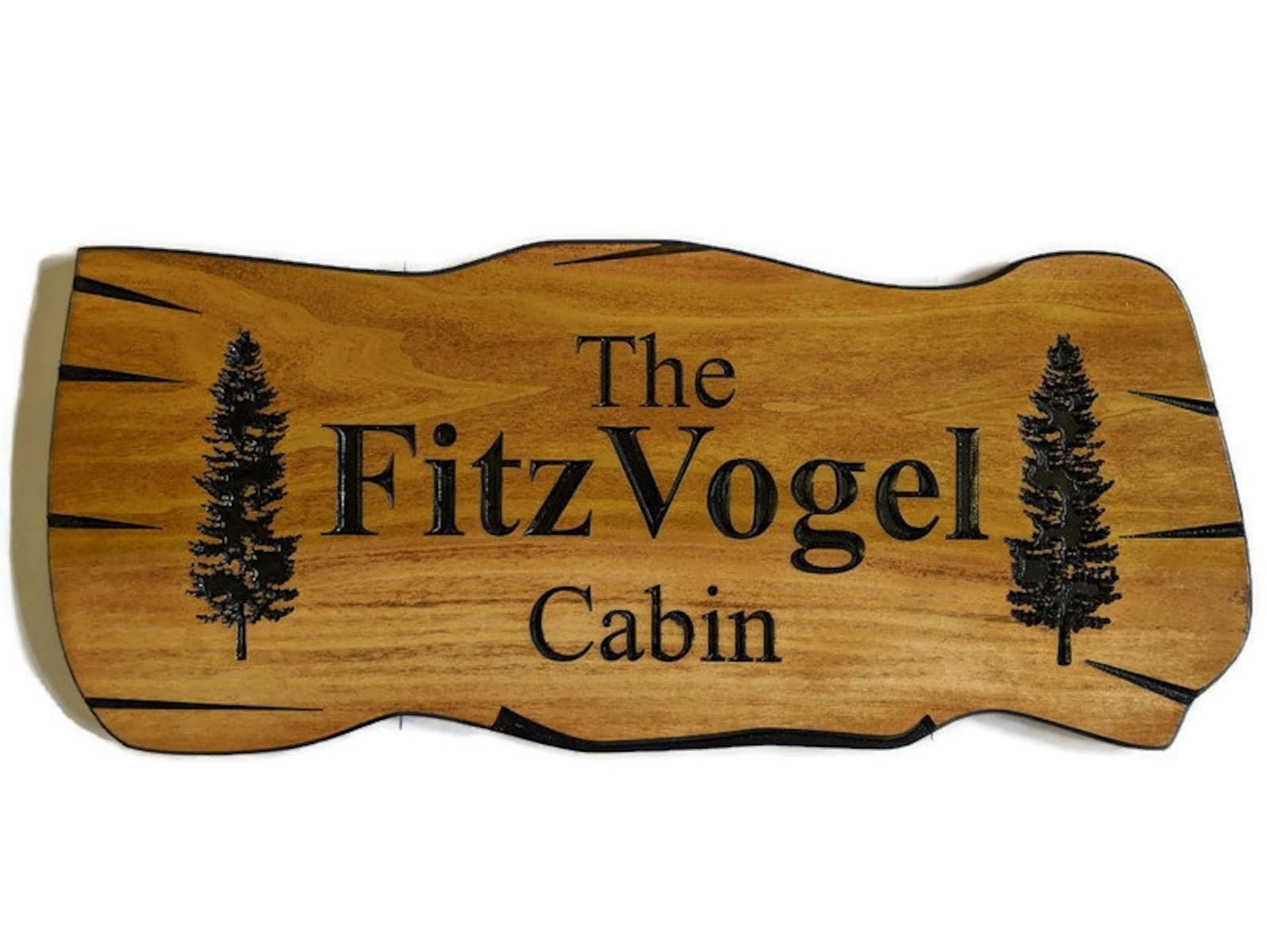 Outdoor Carved Sign - Custom Wooden Carved Cabin Sign - Pine Trees ...