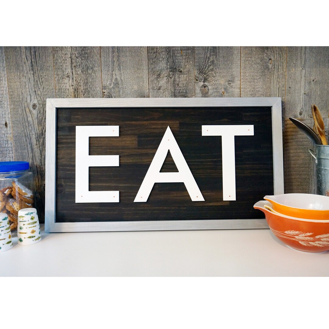 Handmade EAT Sign Wood Cutout Letters | Rustic Home Decor | Modern ...