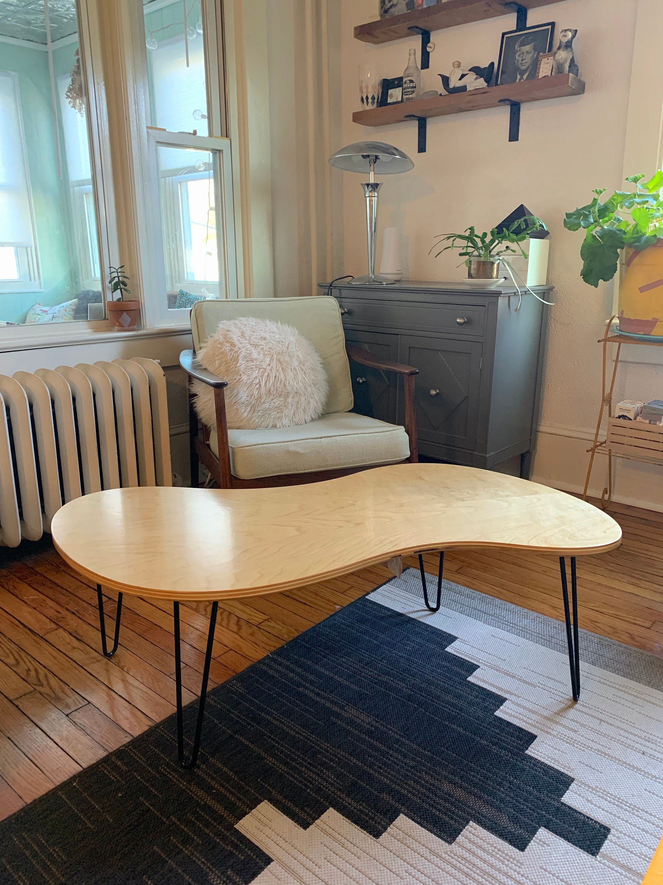 Midcentury Modern Style Coffee Table on Hairpin Legs | Handmade Retro ...