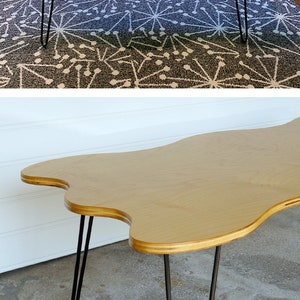 Wavy Shape Coffee Table | Handmade Wood Table Hairpin Leg | Organic ...