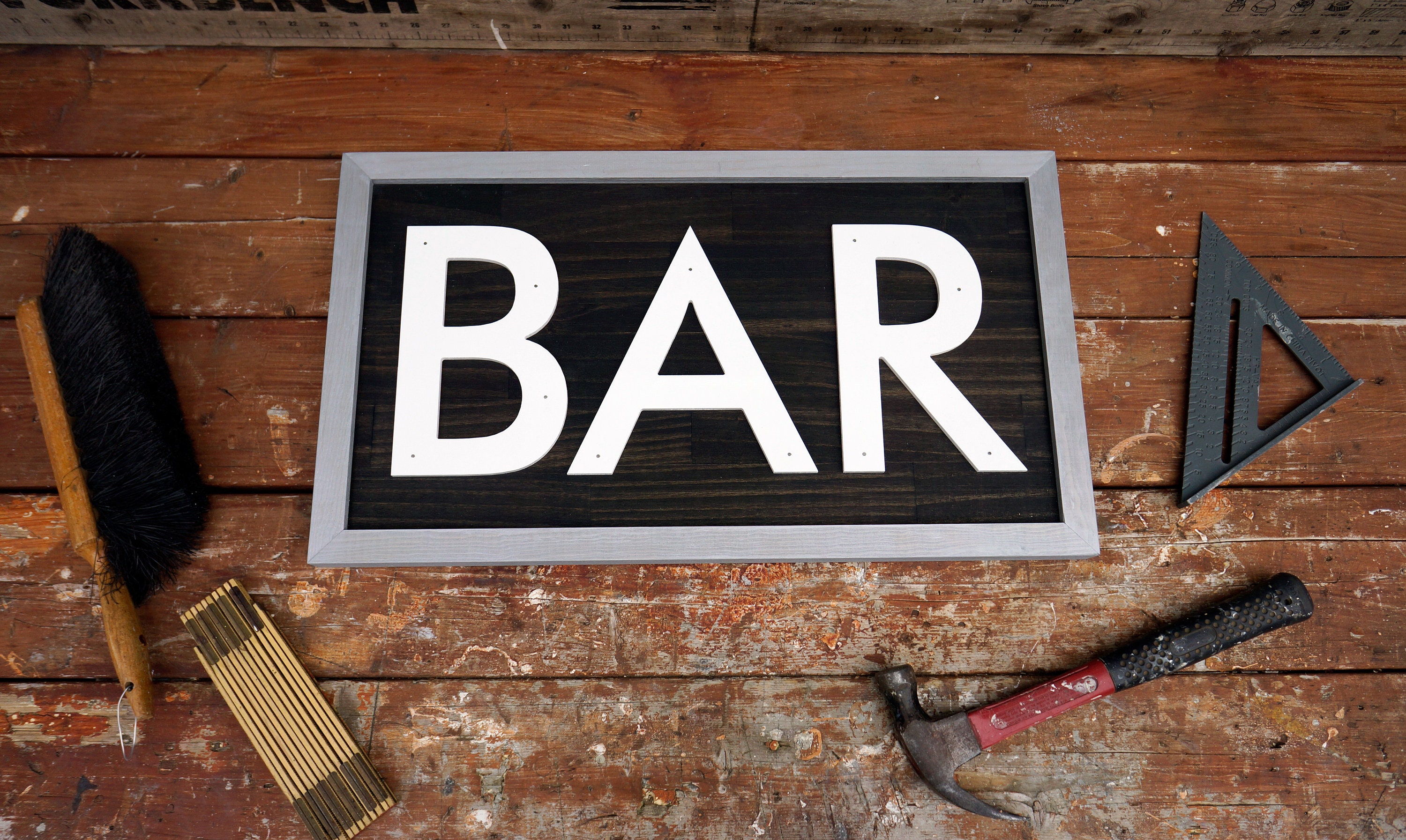 Wood BAR Sign Cutout Letters Handmade Wood Sign Modern - Etsy