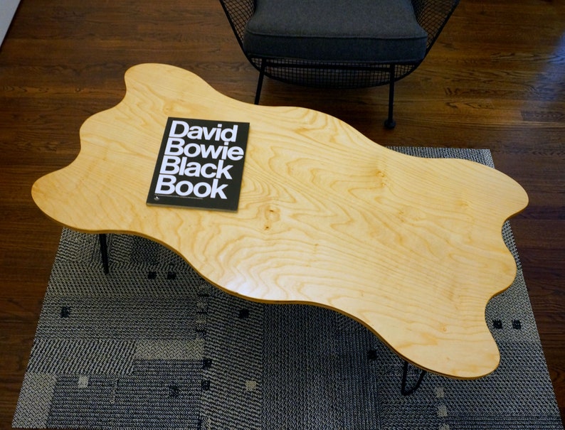 Wavy Shape Coffee Table | Handmade Wood Table Hairpin Leg | Organic ...