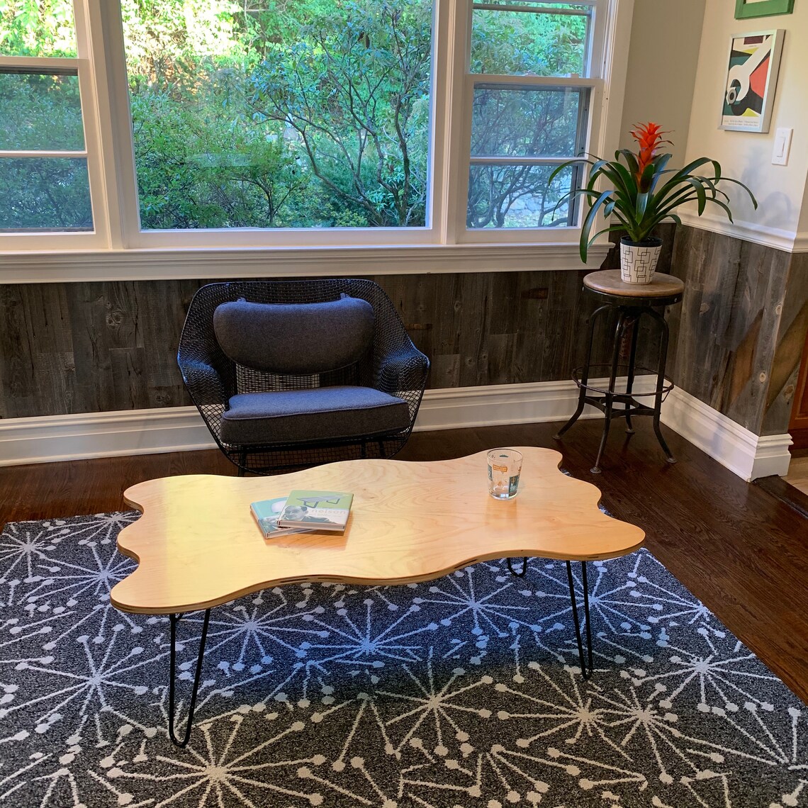 Wavy Shape Coffee Table Handmade Wood Table Hairpin Legs - Etsy