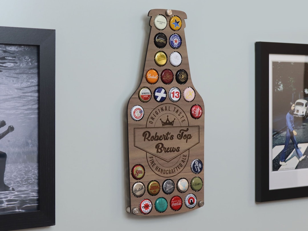 Personalised Beer Bottle Cap Holder With Fixings 26 Bottle Top Display ...