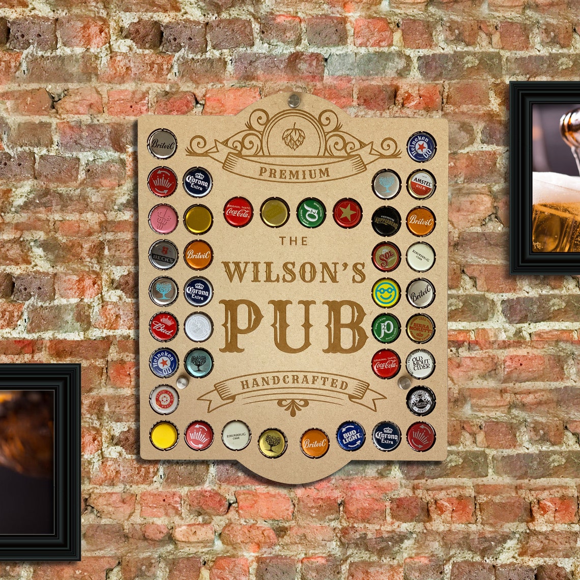 Personalised Pub Sign With Fixings Beer Cap Holder 40 Bottle - Etsy UK