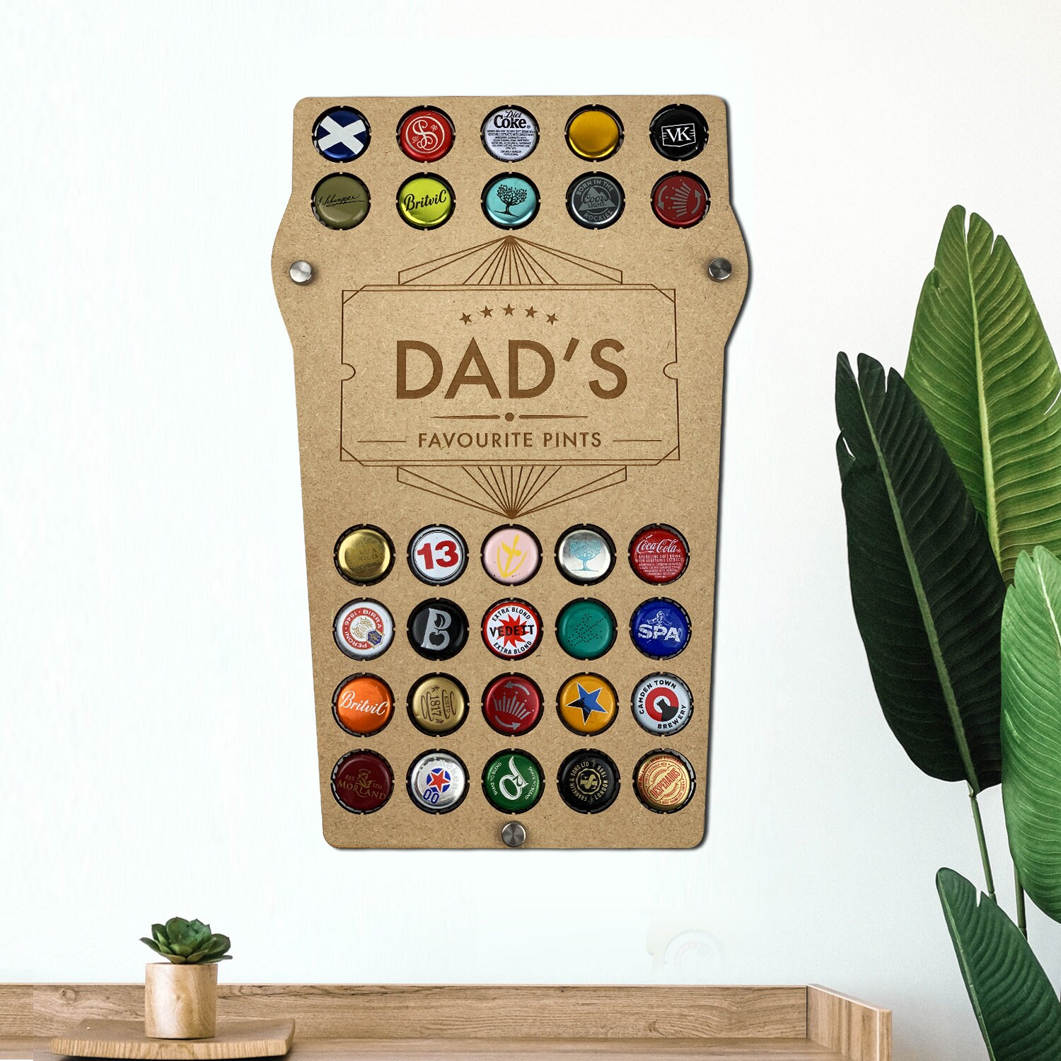 Dad's Beer Bottle Cap Display Piece With Fixings Holds 26 | Etsy UK