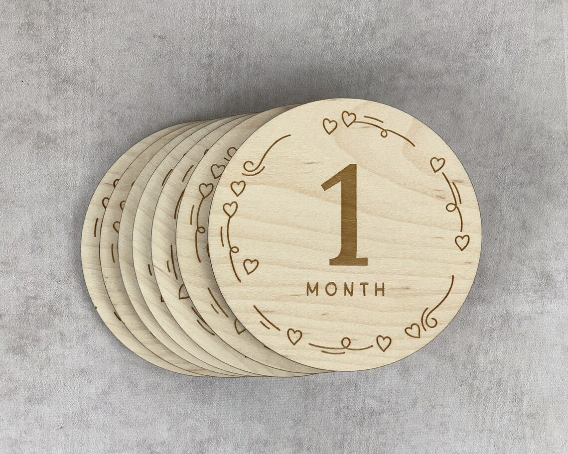 Personalized Baby Monthly Milestone Markers Engraved Wood - Etsy UK