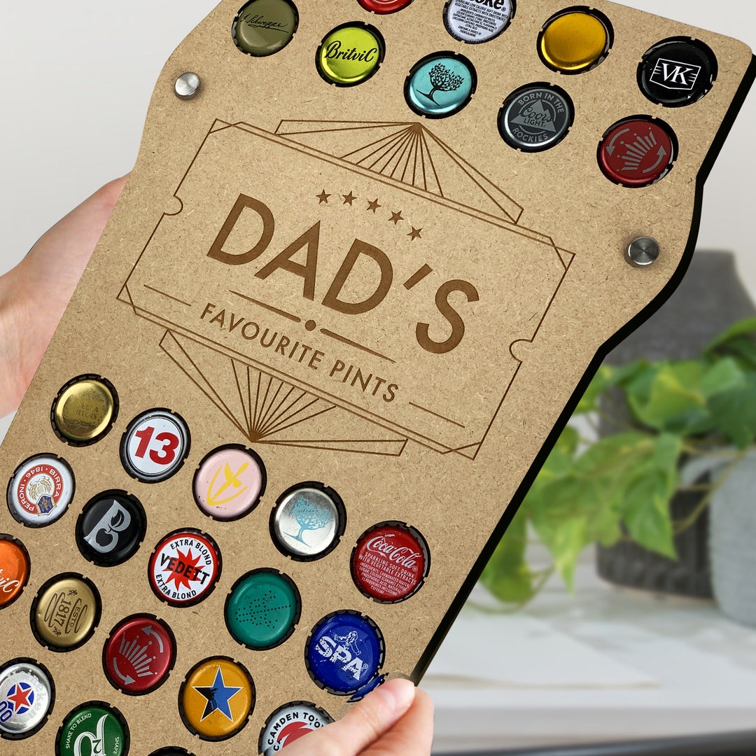 Dad's Beer Bottle Cap Display Piece With Fixings Holds 26 - Etsy