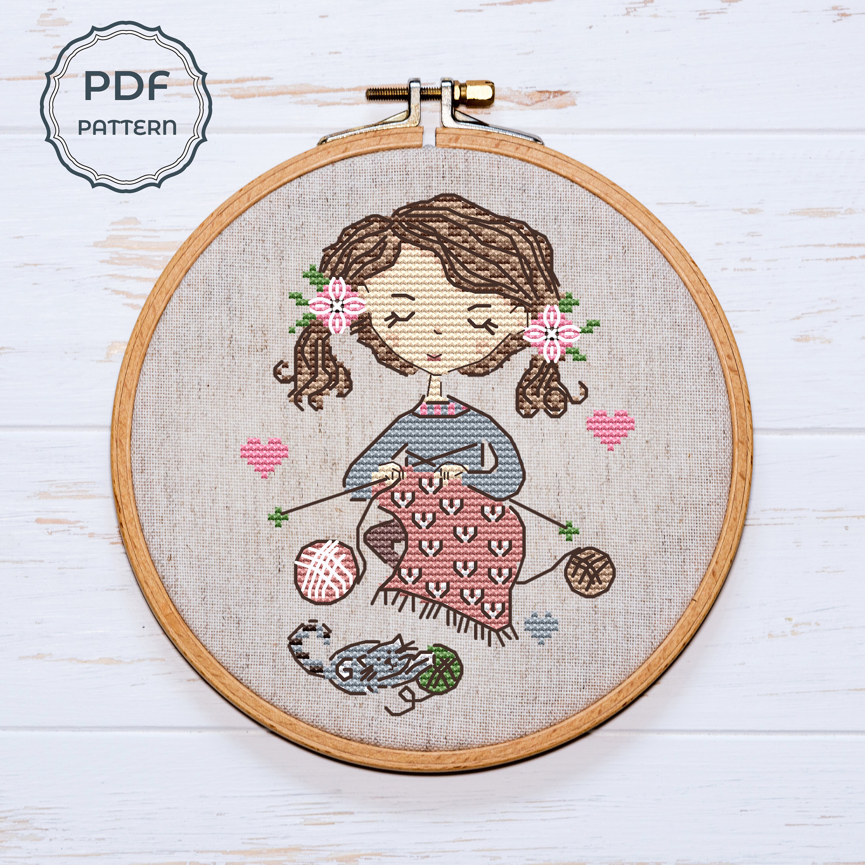 Sewing & Fiber Cross Stitch Kits & How To Knitter cross stitch pattern ...