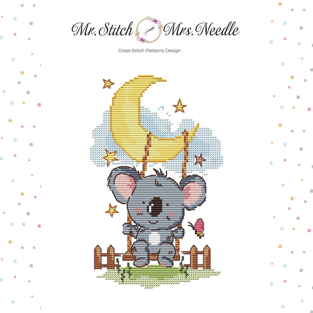 Baby Koala Cross Stitch Pattern, Nursery Cross Stitch Chart, Cute ...
