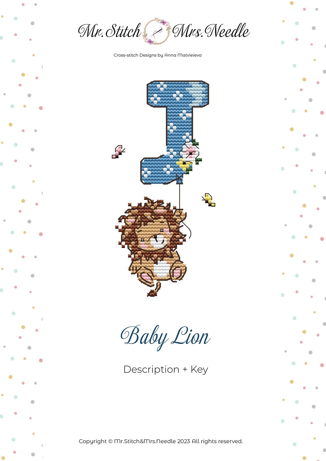 Baby Lion Cross Stitch Pattern, Baby Animal Cross Stitch Chart, Letter ...