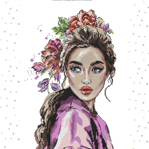 Woman Cross Stitch Pattern 12 Instant PDF Download Red Head - Etsy