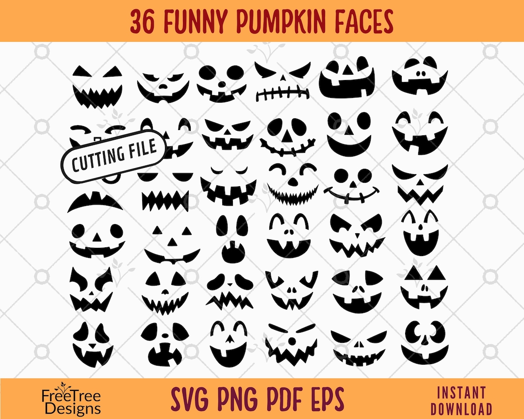 Pumpkin Faces SVG Bundle: Halloween Cut Files (digital Download) - Etsy