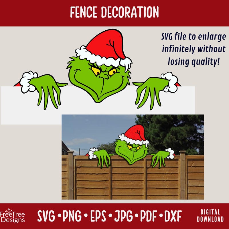 Grinch Peeking Fence - Etsy
