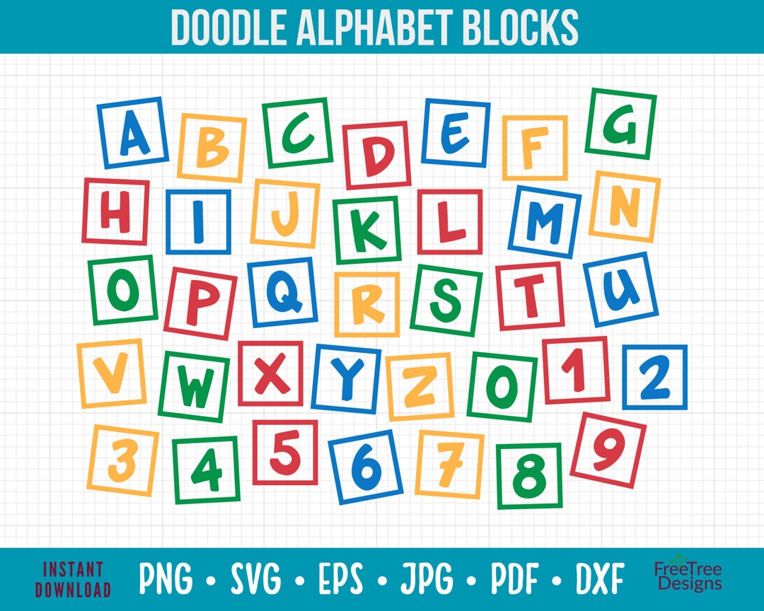 Doodle Alphabet Blocks SVG: ABC Letter Clipart (digital Download) - Etsy