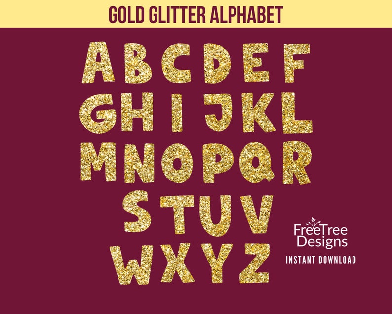 Gold Glitter Alphabet PNG: Doodle Letters (digital Download) - Etsy
