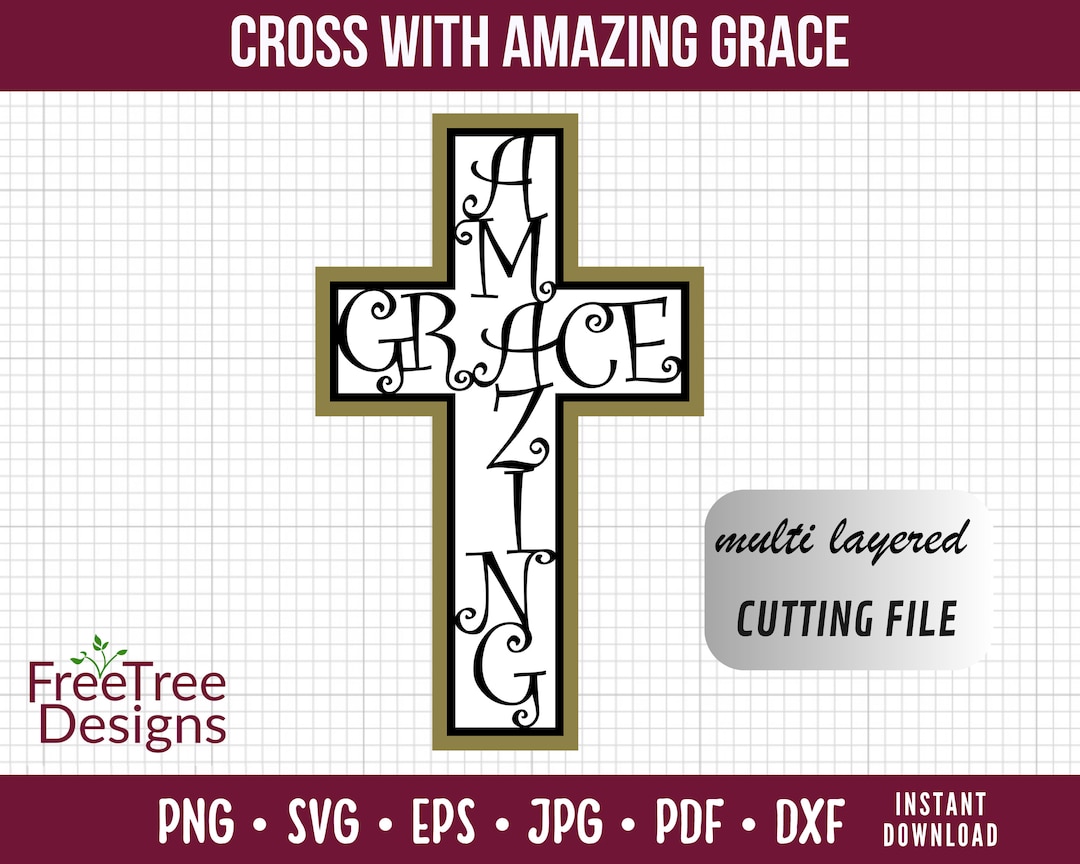 Amazing Grace Cross SVG, Christian Symbol PNG, Jesus Cross Laser ...