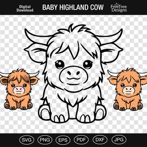 Cute Highland Cow SVG, Highlander Cow Design, Baby Cute Cow PNG, Cow ...