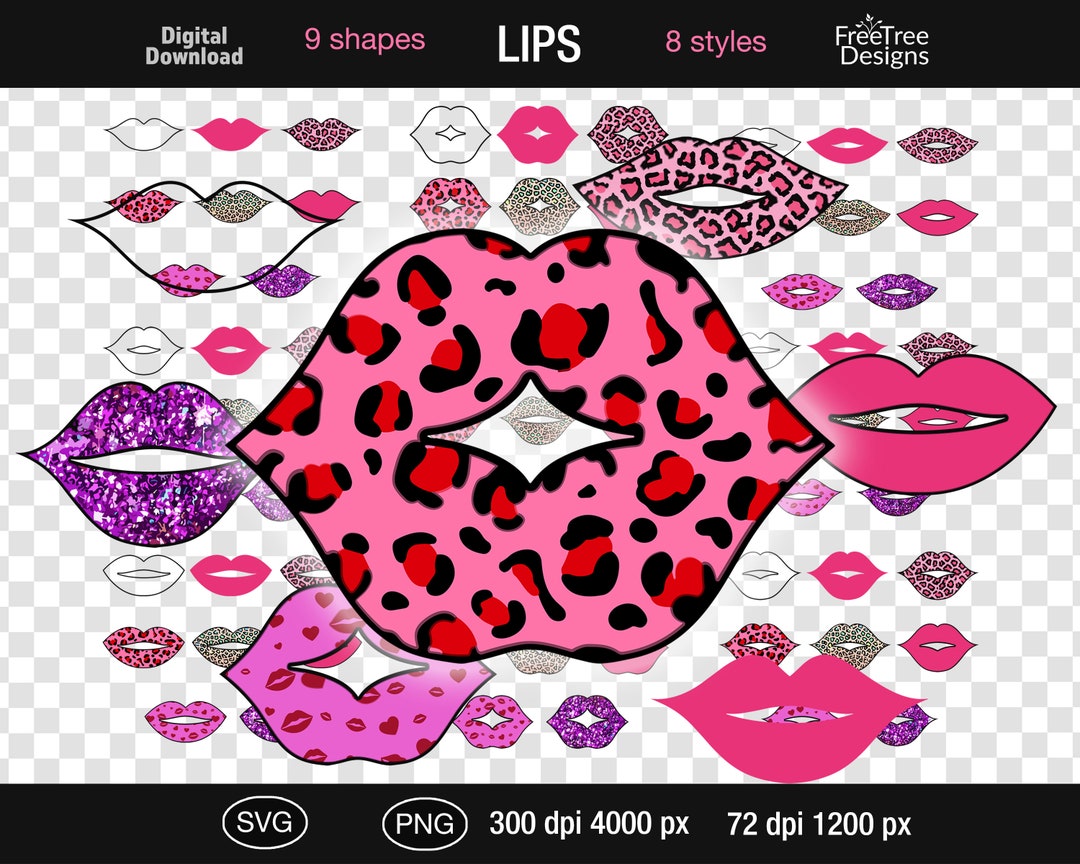 Lips SVG Bundle, Kiss SVG, Valentine Love Lips, Leopard Print Lips Svg ...