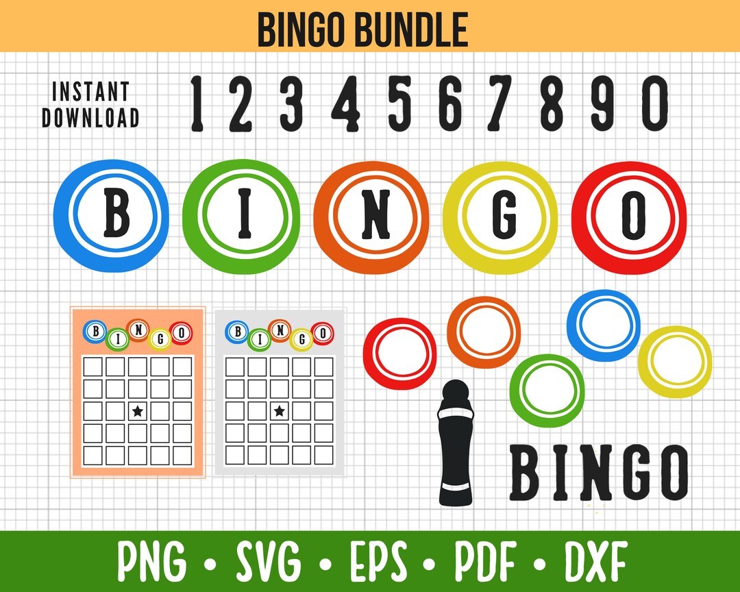 Bingo Bundle SVG: Bingo Balls, Numbers, Card Cut File (digital Download ...