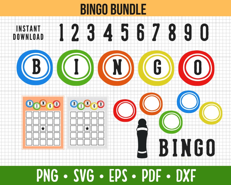 Bingo Bundle SVG, Bingo Balls Svg, Bingo Numbers PNG, Bingo Card Cut ...