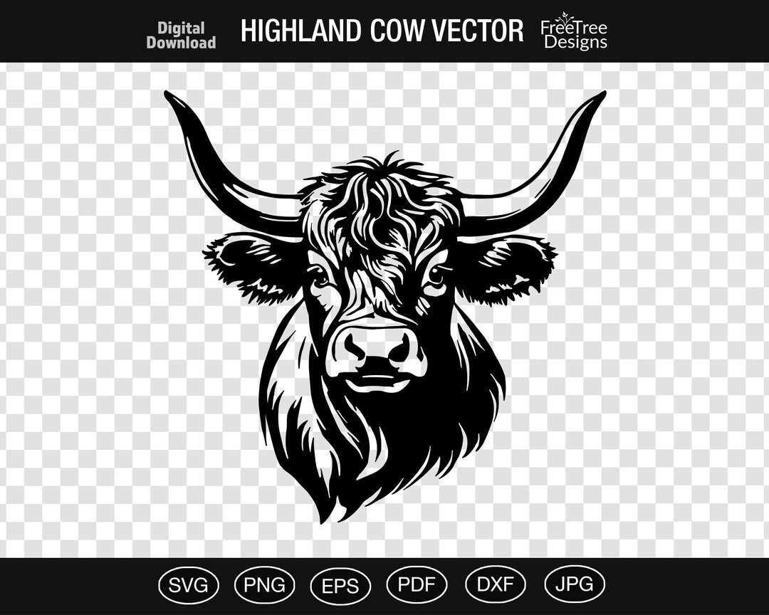 Highland Cow Svg Vector Design, Highlander Cow, Instant Download ...