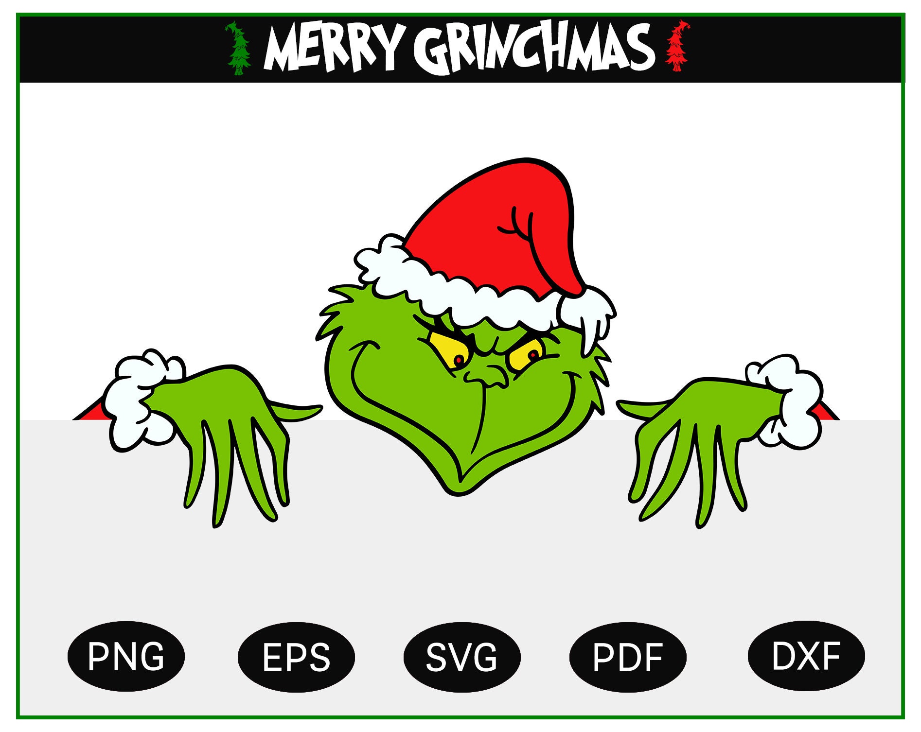 Grinch mirando sobre la cerca SVG decoración navideña - Etsy México