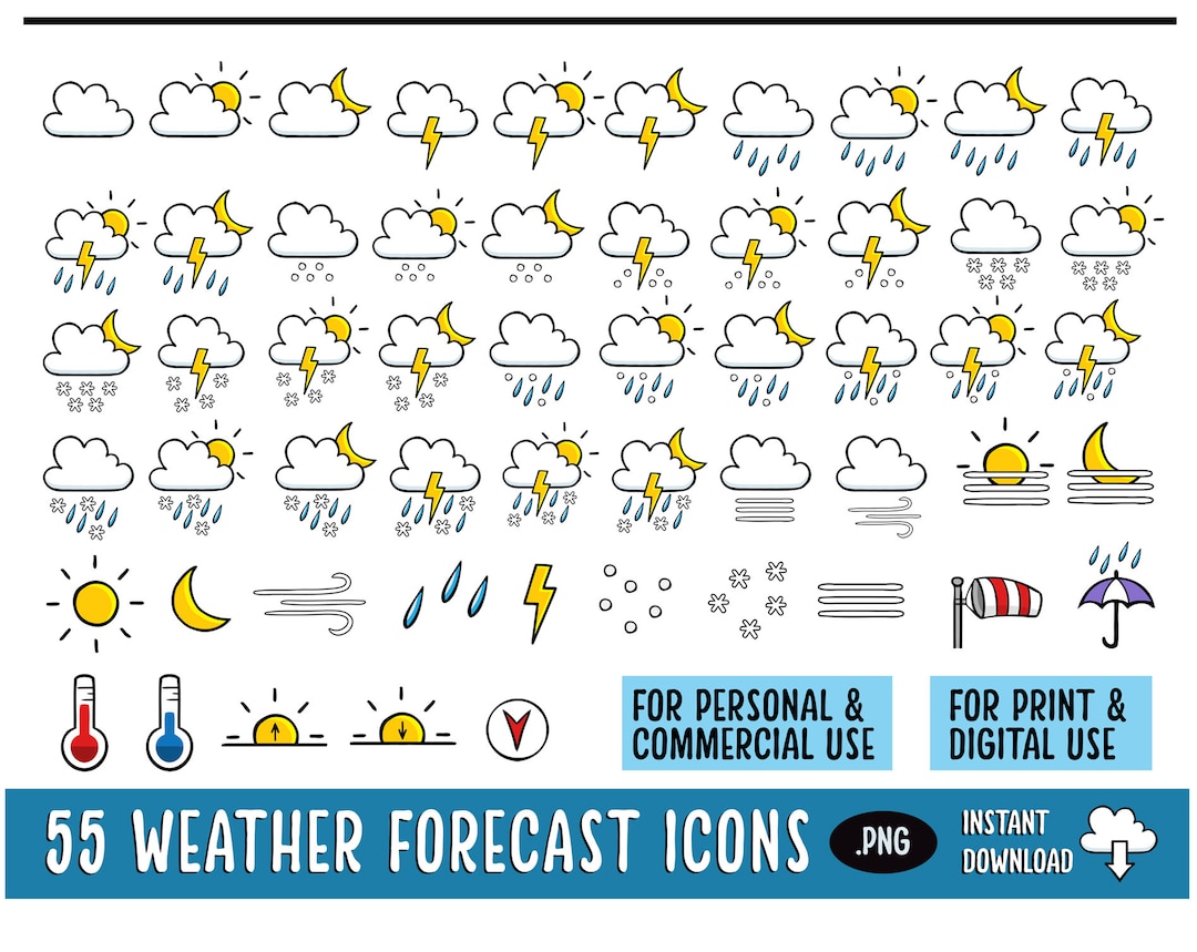 Weather Pictograms, Forecast Icons, Weather Symbols, Weather Cliparts, Sun Rain Wind Prediction ...