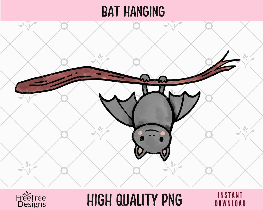 Cute Bat Hanging on a Branch Design PNG, Halloween Watercolor Autumn ...