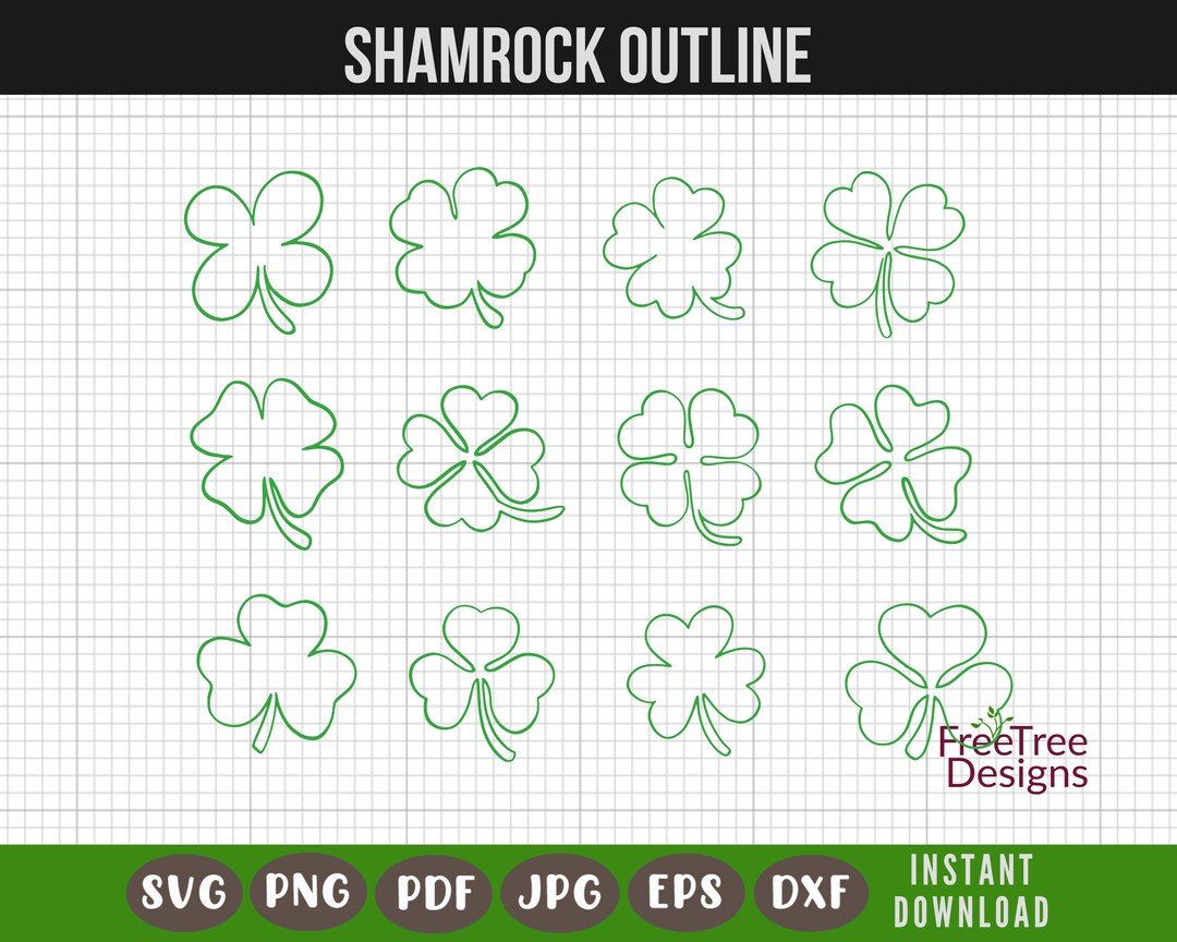 Shamrock Clover Outline SVG, Irish Luck PNG Clover St Patrick's Day Cut Files, Cricut Laser ...