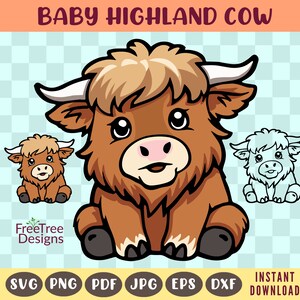 Cute Highland Cow SVG, Highlander Cow Design, Baby Cute Cow PNG, Cow ...