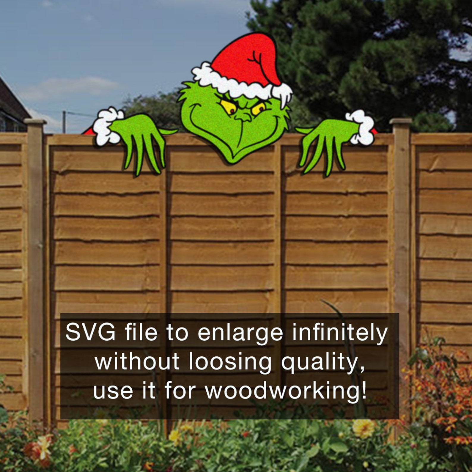 Grinch Peeking Over Fence SVG Holiday Decor Yard Art Diy - Etsy Canada