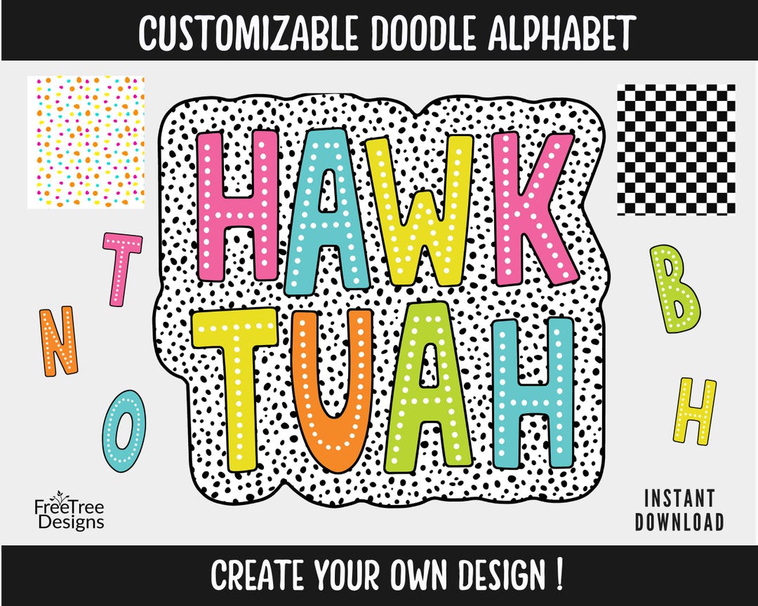 Doodle Dots Alphabet PNG Bundle: Polka Dot Letters, Party Dots (digital ...