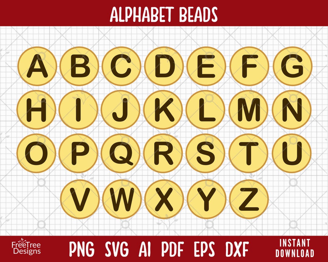 Alphabet Beads SVG, Beads Letters Alphabet Sublimation, Letters Clipart ...