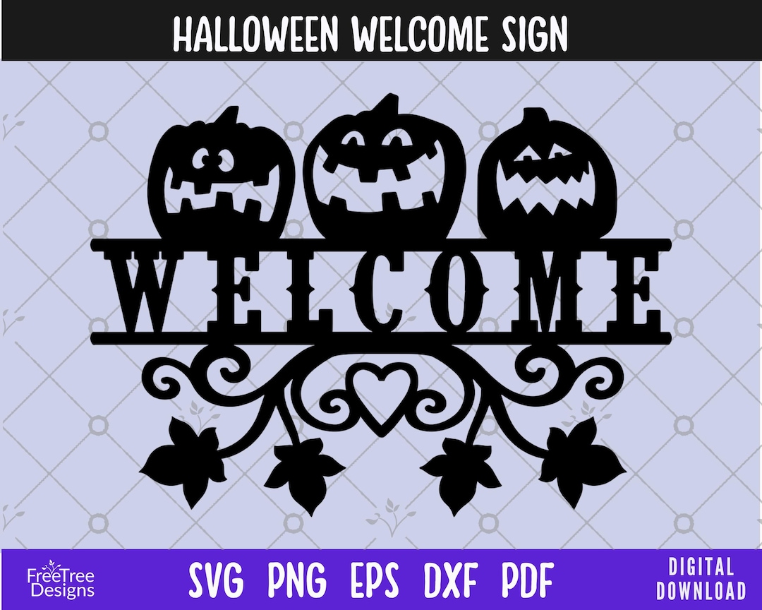 Pumpkin Welcome SVG, Welcome Sign Doormat, Halloween Welcome Clipart ...
