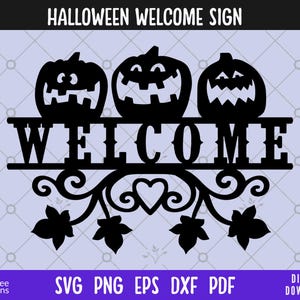 Pumpkin Welcome SVG, Welcome Sign Doormat, Halloween Welcome Clipart ...